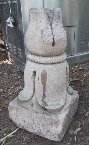 * Elaborately Carved Stone Base w/Hole Drilled in Top, 20" tall ...
