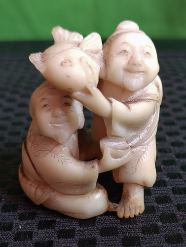 Japanese Netsuke, Vintage Plastic Carving , Signed | Barbara's Bazaar