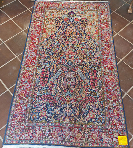 * Qum Arabesque Design Prayer Carpet, 4' by 7' | Barbara's Bazaar