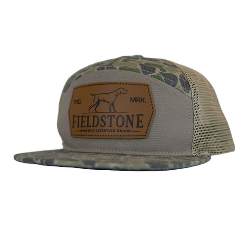 Backwoods Camo Leather Patch Hat (H-143) | FIELDSTONE