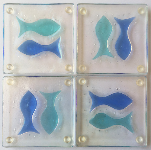 Shepardson Fused Glass Coaster Set - Fish | pmgallery