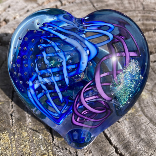 Tropical Iceberg Glass Mini Heart Weights | pmgallery