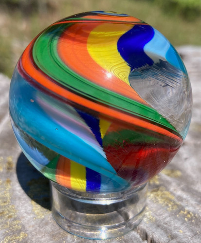 Fritz Glass Marble - 1.625" Rainbow Spiral | pmgallery