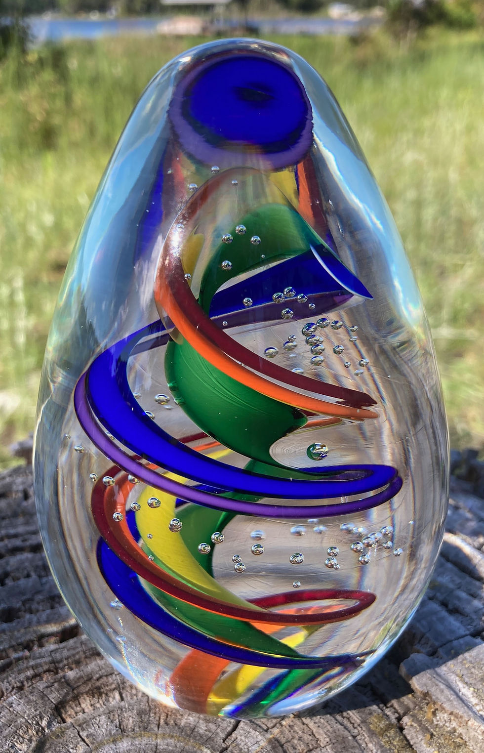 Garrelts Glass Rainbow Egg Weight | pmgallery