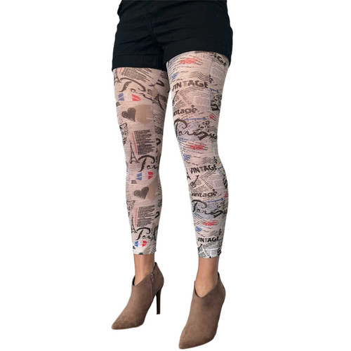 I Love Paris Footless Tights for women | Malka Chic