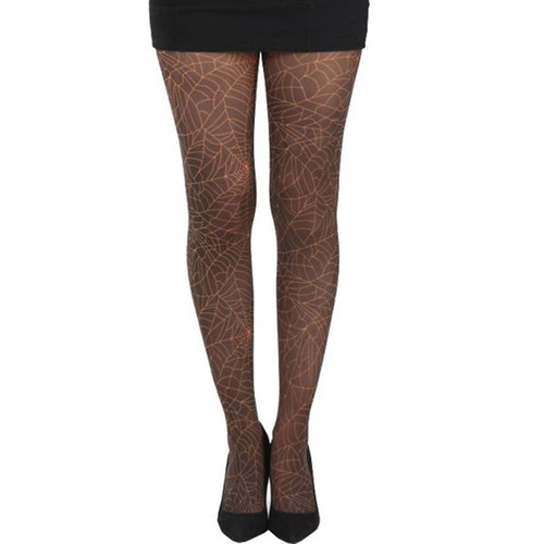 Black Orange Spider Web Tights | Malka Chic
