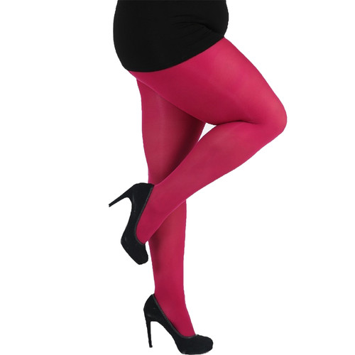 Plus Size Tights Cherry Pink for Women | Malka Chic