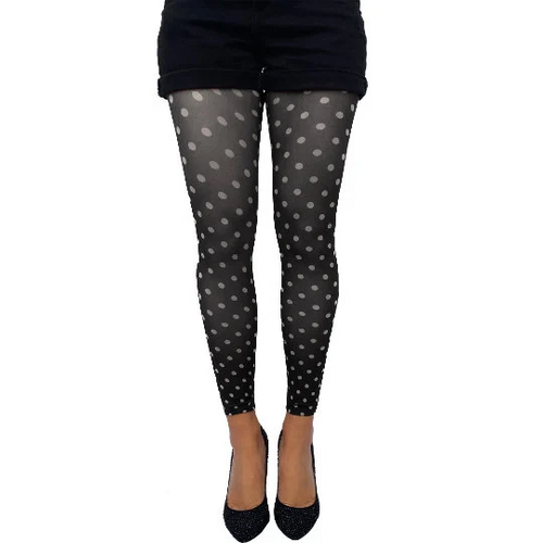 White Dotted Footless Tights for Women | Malka Chic
