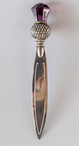 A silver and amethyst paste stone thistle flower Bookmark ...