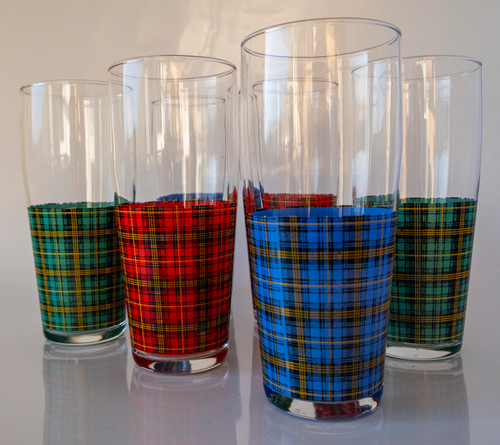 A set of six tartan design French tumbler glasses | TheScottishlandscape