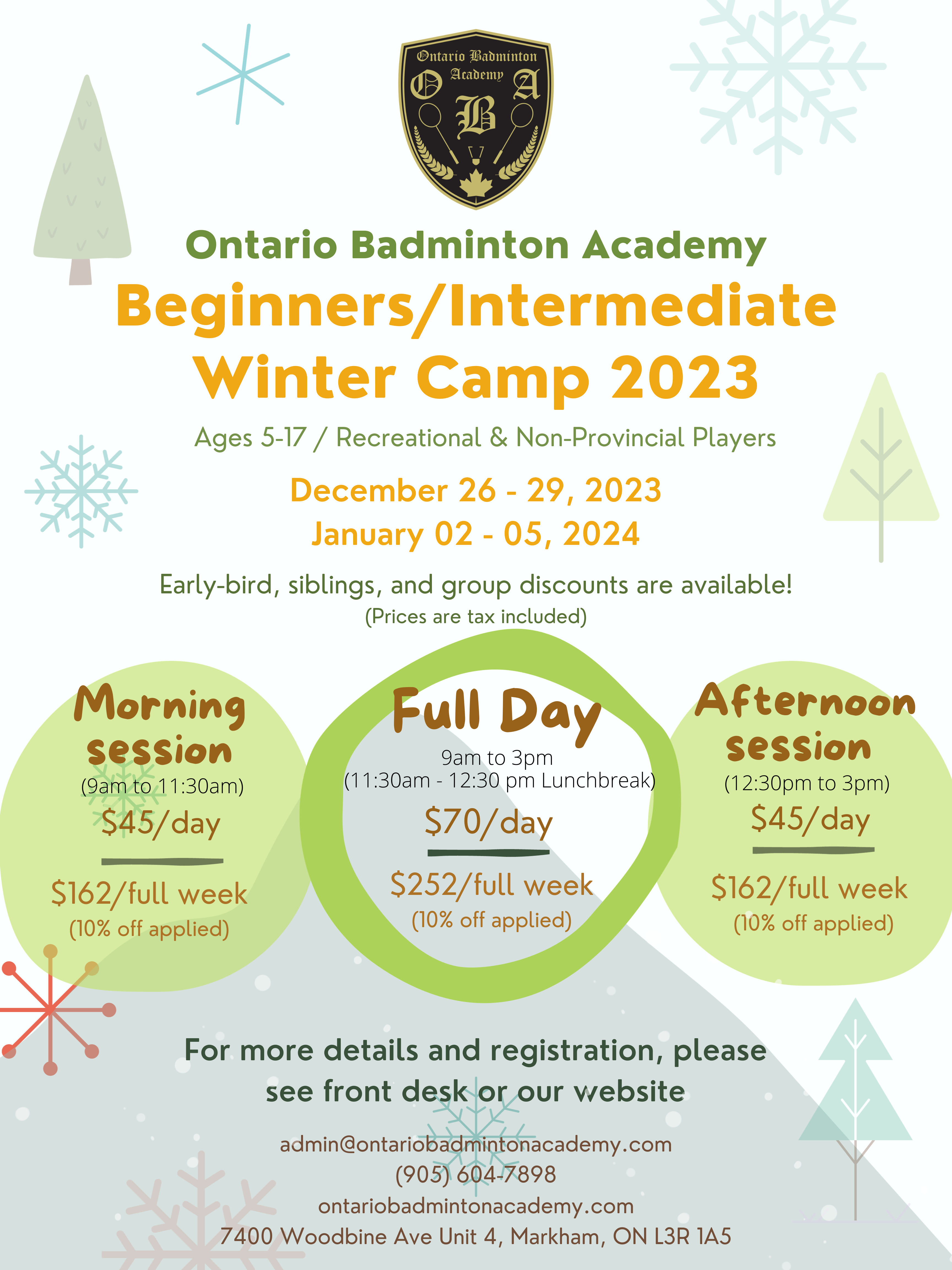 Winter Camp 2023 Registrations Now Available!