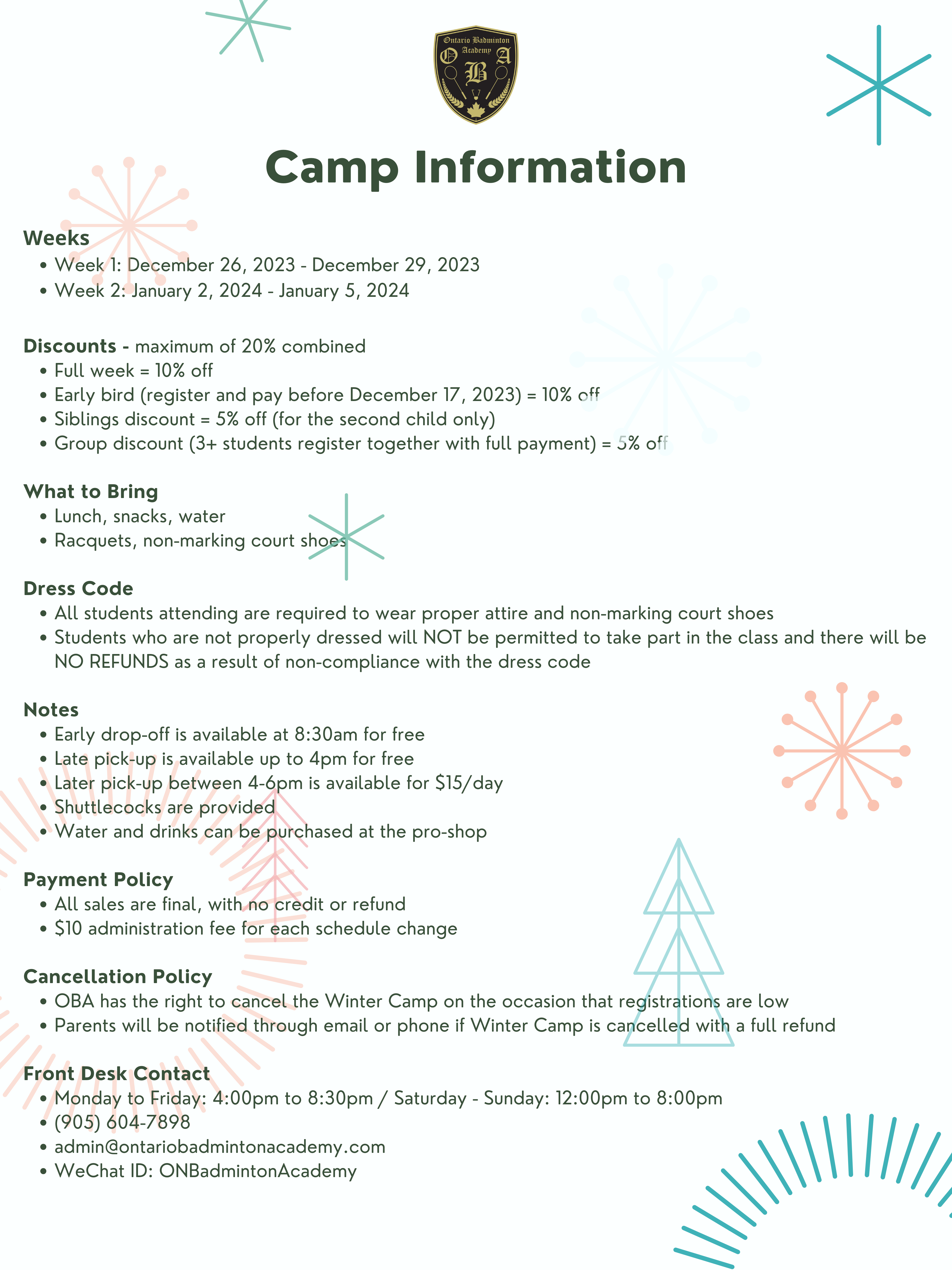 Winter Camp 2023 Registrations Now Available!