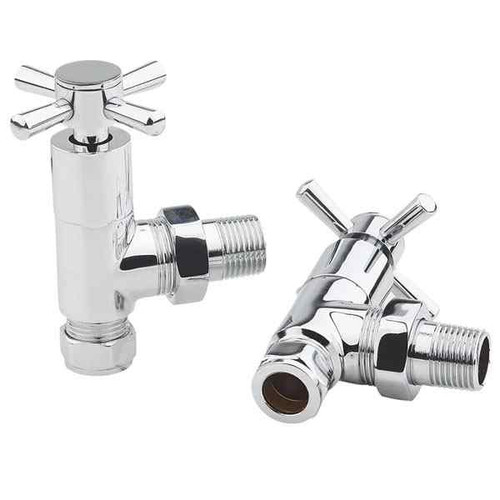 Chrome plated cross head angled radiator valve pack | Carlisle DIY - Goole