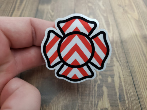 Chevron Maltese Cross Sticker - Red & White | FirstResponseProduct