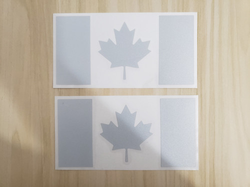 CLEARANCE | 2x 6x3" Reflective White Canadian Flag Decals ...