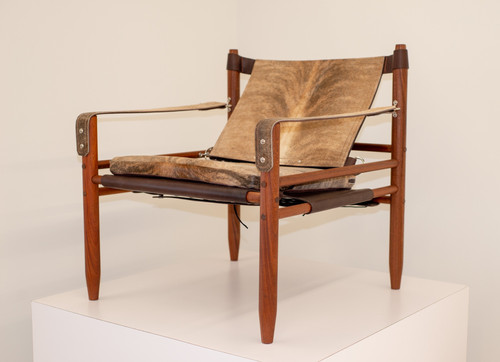 Light Brindle Cowhide Safari Chair | Sapele & Hide