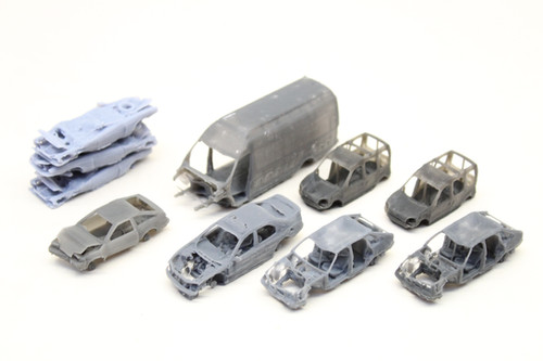 Scrap Yard Cars and Vans 1:76 OO Gauge Model Rail - UNPAINTED - Pack of ...