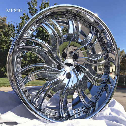 22" 24" 26" Forged 3pc Made to Chevy- MF840 All Chrome | CA Custom Wheels