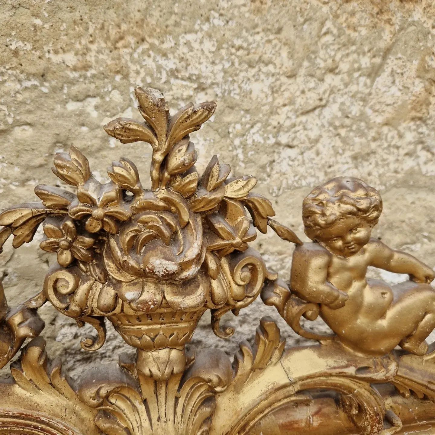 Antique Mirror French Gilt Wood Mirror Frame Cupid Vintage Style 19th ...