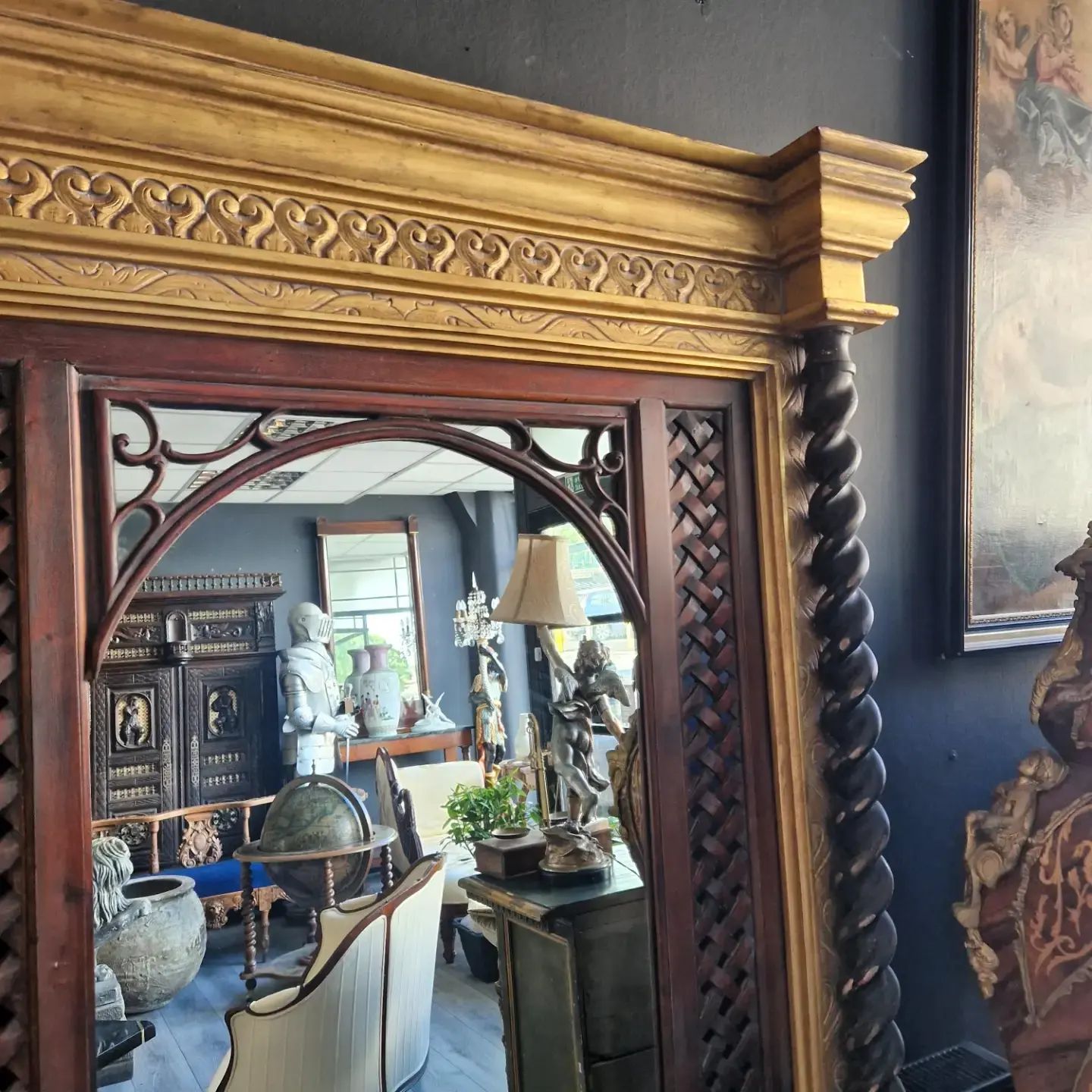 Antique Mirror Large Mirror Harrods Colonial Giltwood Walnut Barley ...