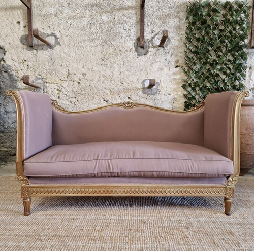 Antique French Sofa 19th Century Louis XV Giltwood | Rocaille