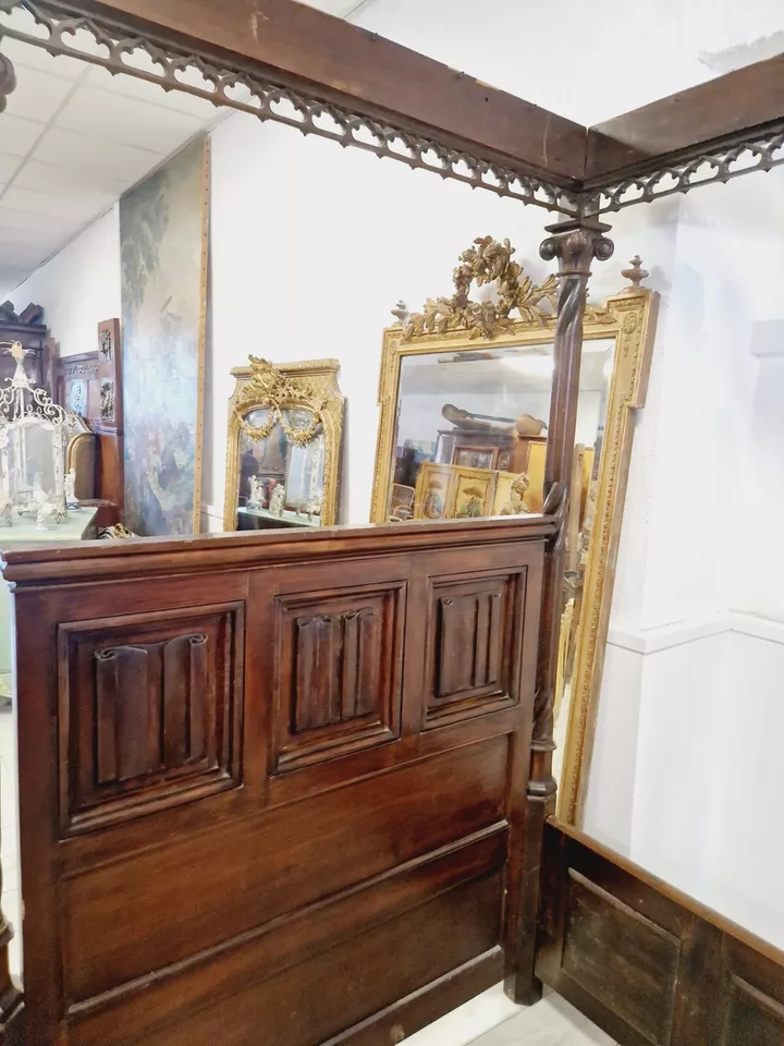 Antique Italian Four Poster Canopy Bed Sicilian Wood | Rocaille