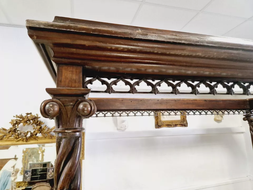 Antique Italian Four Poster Canopy Bed Sicilian Wood | Rocaille