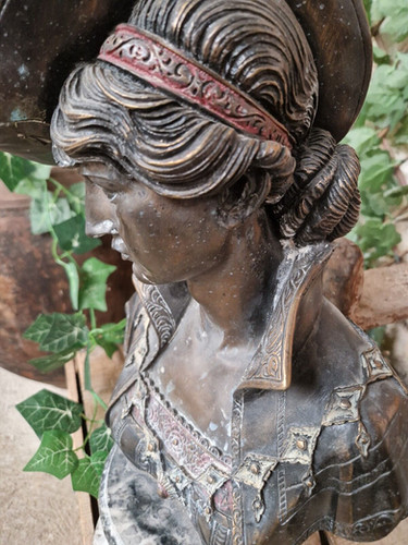 Antique Bust French Patinaed Plaster Female Head with Marble Base ...