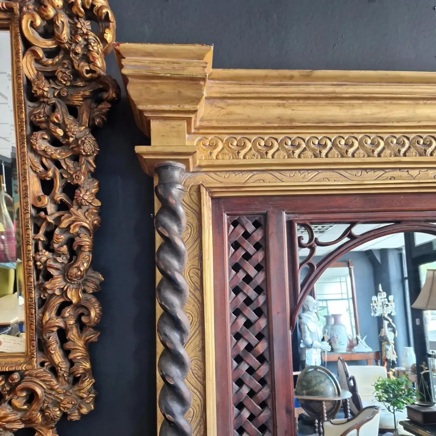 Antique Mirror Large Mirror Harrods Colonial Giltwood Walnut Barley ...