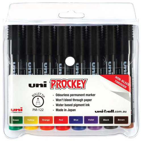 Uni Prockey Non BleedThrough Permanent Markers - Set of 8 | Willow ...