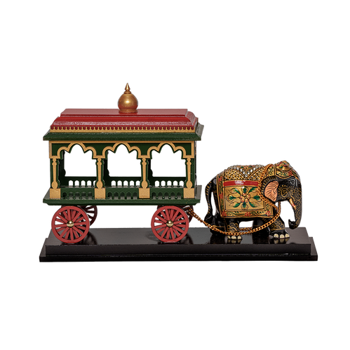 Hand-Painted Wooden Elephant Cart | Artisan-Made Home Decor | Asian ...