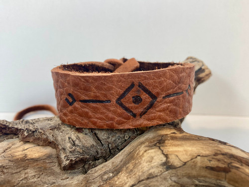 Handmade Tobacco Bison Hide Bracelet – Hand-Burned Design ...