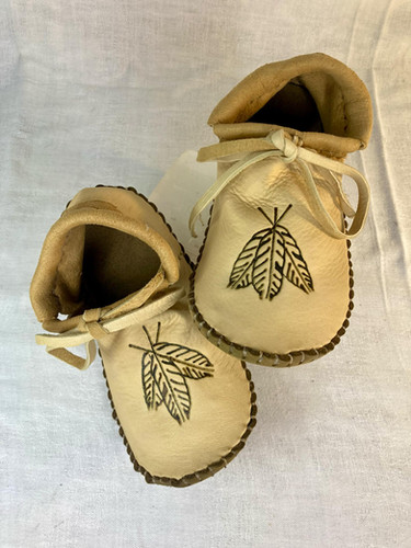 Hand Sewn Kid's Size Moccasins with Feather Design, Custom Made to ...