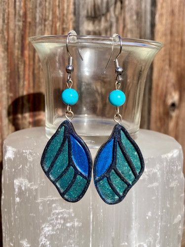 Turquoise Butterfly Fairy Wing Earrings – Handmade Resin ...