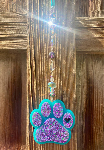 Handmade Resin Paw Print Sun Catcher | faemoonwolfdesigns