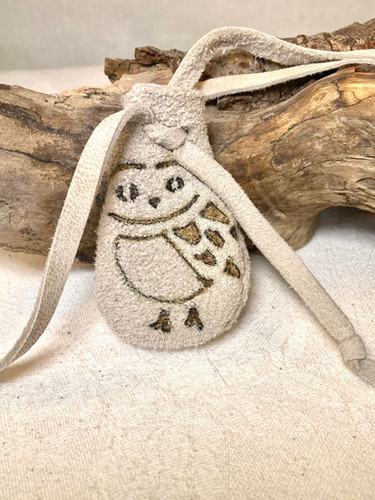 Small Hand Sewn Leather Neck Pouch with Owl Design | faemoonwolfdesigns