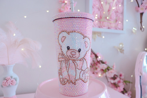 Light Pink Tumbler with Diamonds | Lovely Flowers