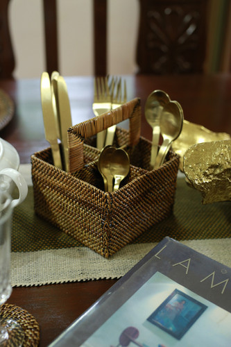 Square Utensils Holder with 4 Partitions | Alima Handicrafts