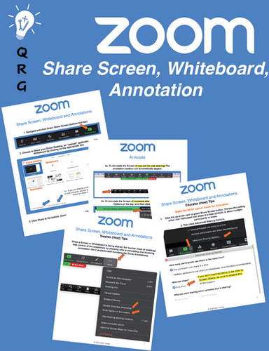 Zoom: Share Screen, Whiteboard, Annotations Quick Reference Guide ...