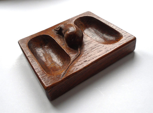 Rare 1930s/40s Robert 'Mouseman' Thompson Dark Oak Double Pin Tray ...