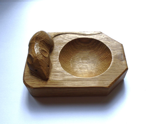 Robert 'Mouseman' Thompson Hand Carved Light Oak Pin Tray | Yorkshire Mouse