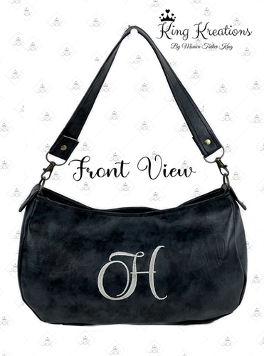 Donna Hobo Bag in Steel Blue, Monogrammed Handbag | King Kreations