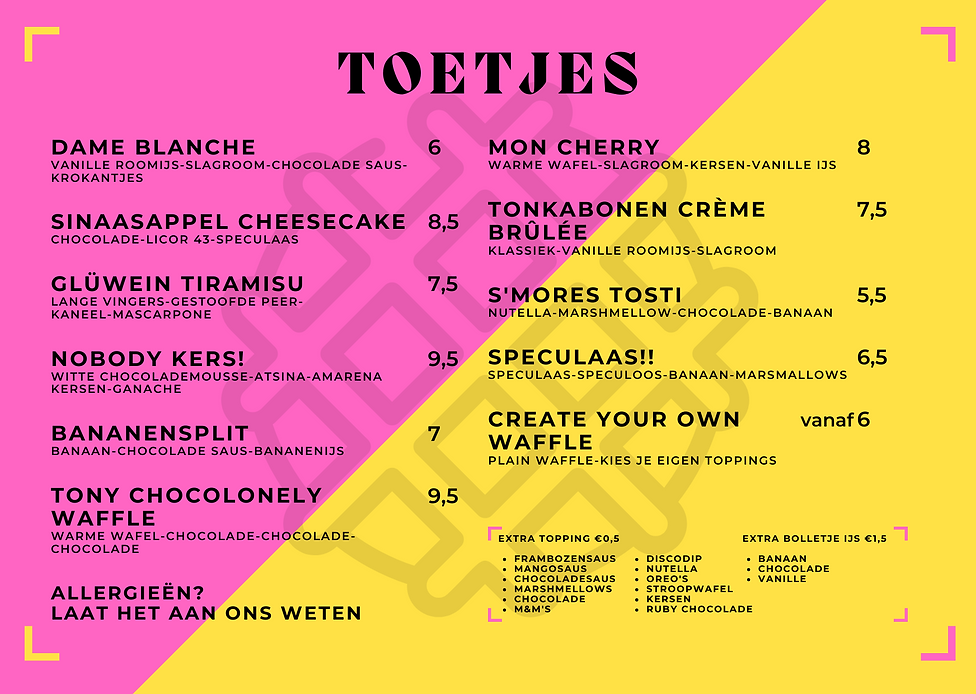 MENU | Tosti's & Toetjes