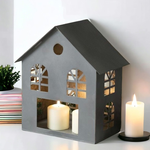 Zinc Metal Hut Inspired Candle Lamp House Rustic Farmhouse Decor ...