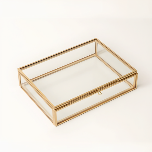 Glass and Brass Rectangular Display Box | Decorrizz India