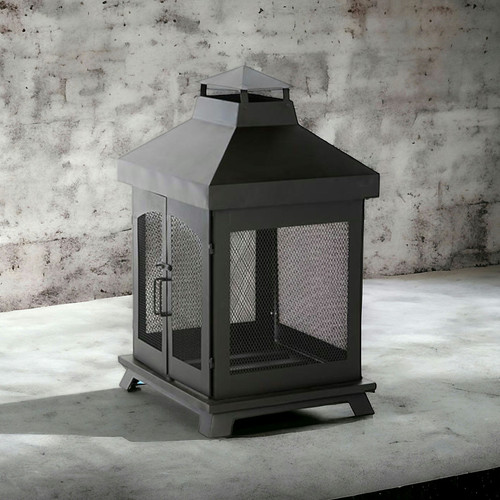 Black Metal Wood Burning Lantern / Fire Heat Lamp | Decorrizz India
