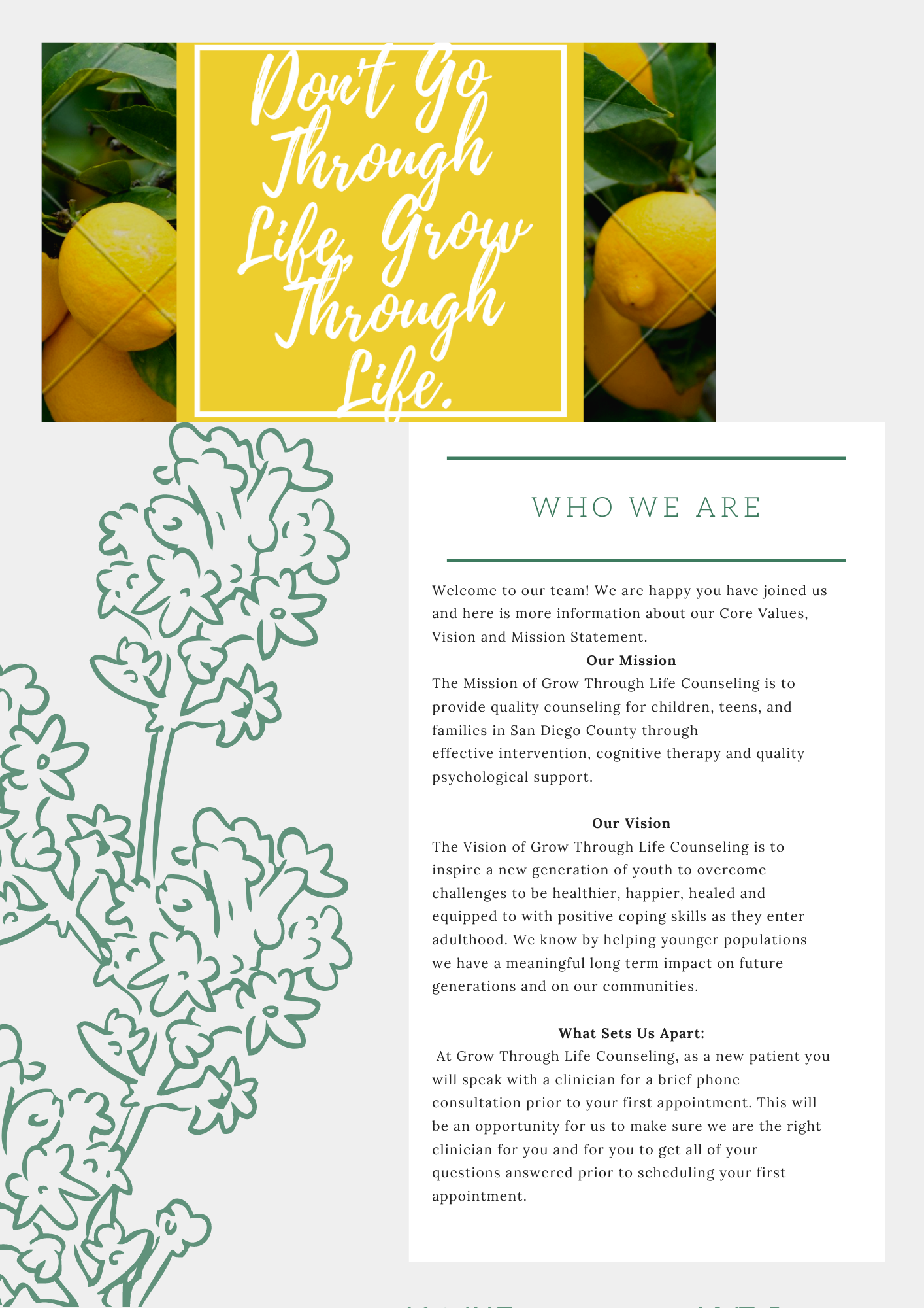 Grow Through Life Counseling Welcome Letter!