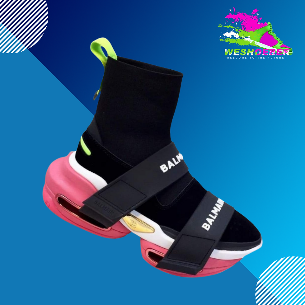 Balmain Bold Hi Top Trainer With Pink Sole | Balmain Sneakers | We Shoeber