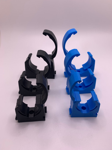 Black and Blue MDPE Single Hinged Clips | Tnj Pipe Clips Ltd