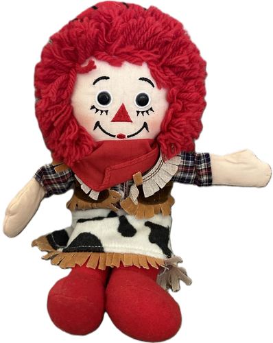 Raggedy Ann Cowgirl in Cow Skirt Vintage Plush Doll | Collectible Cuddlies